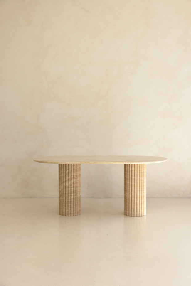Cliff Dining Table - Beige Travertine – BY WEST