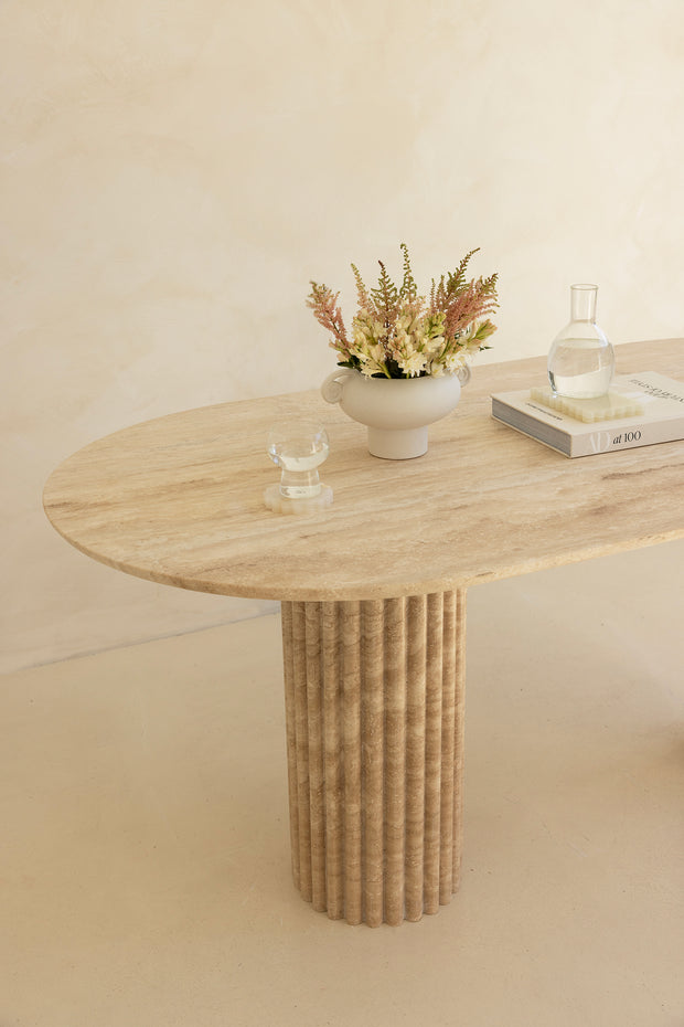 Cliff Dining Table - Beige Travertine – BY WEST
