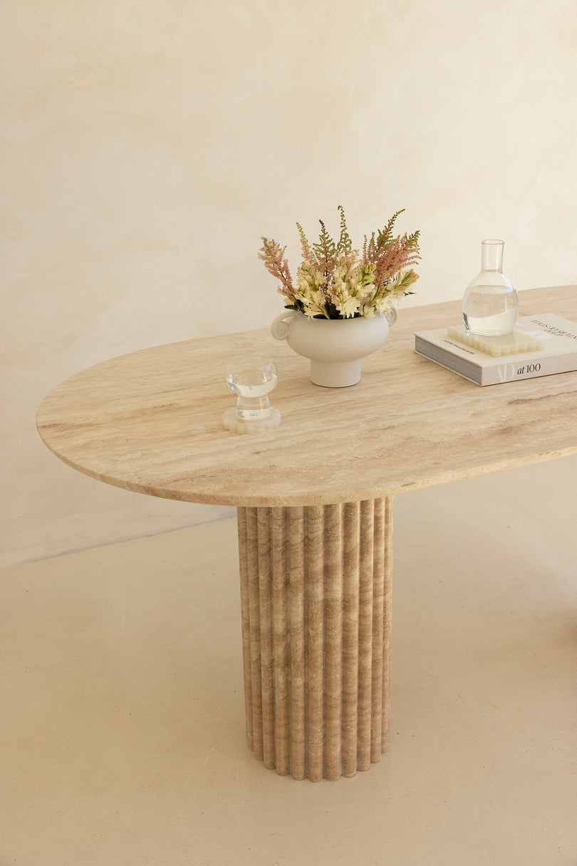 Cliff Dining Table - Beige Travertine – BY WEST