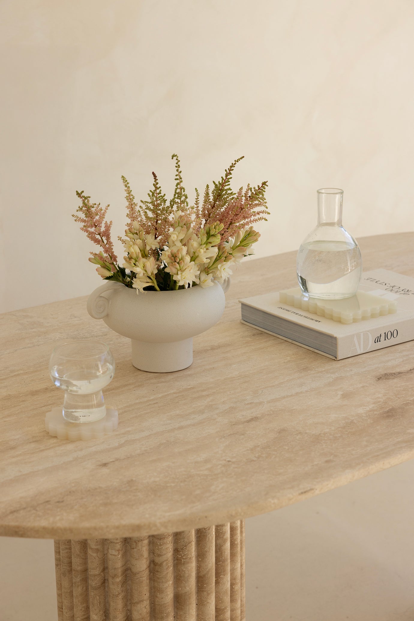 Cliff Dining Table - Beige Travertine – BY WEST