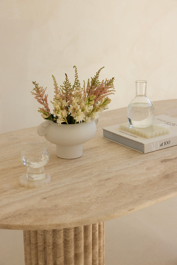 Cliff Dining Table - Beige Travertine – BY WEST
