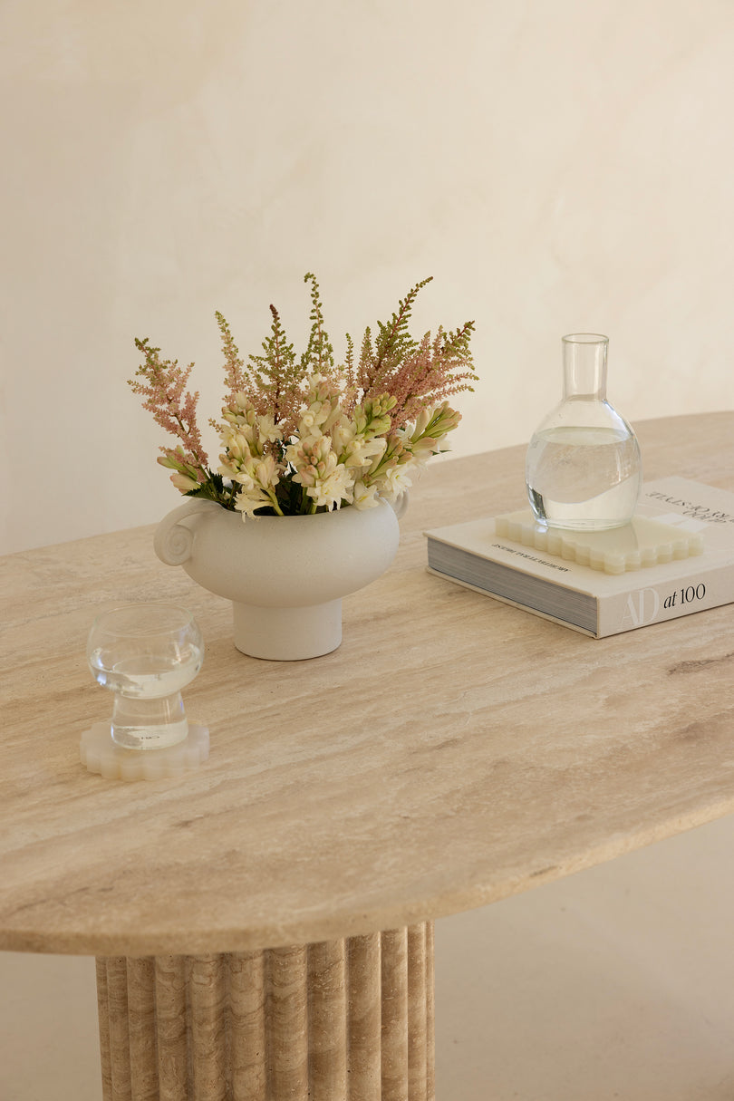Cliff Dining Table - Beige Travertine – BY WEST
