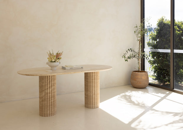 Cliff Dining Table - Beige Travertine – BY WEST