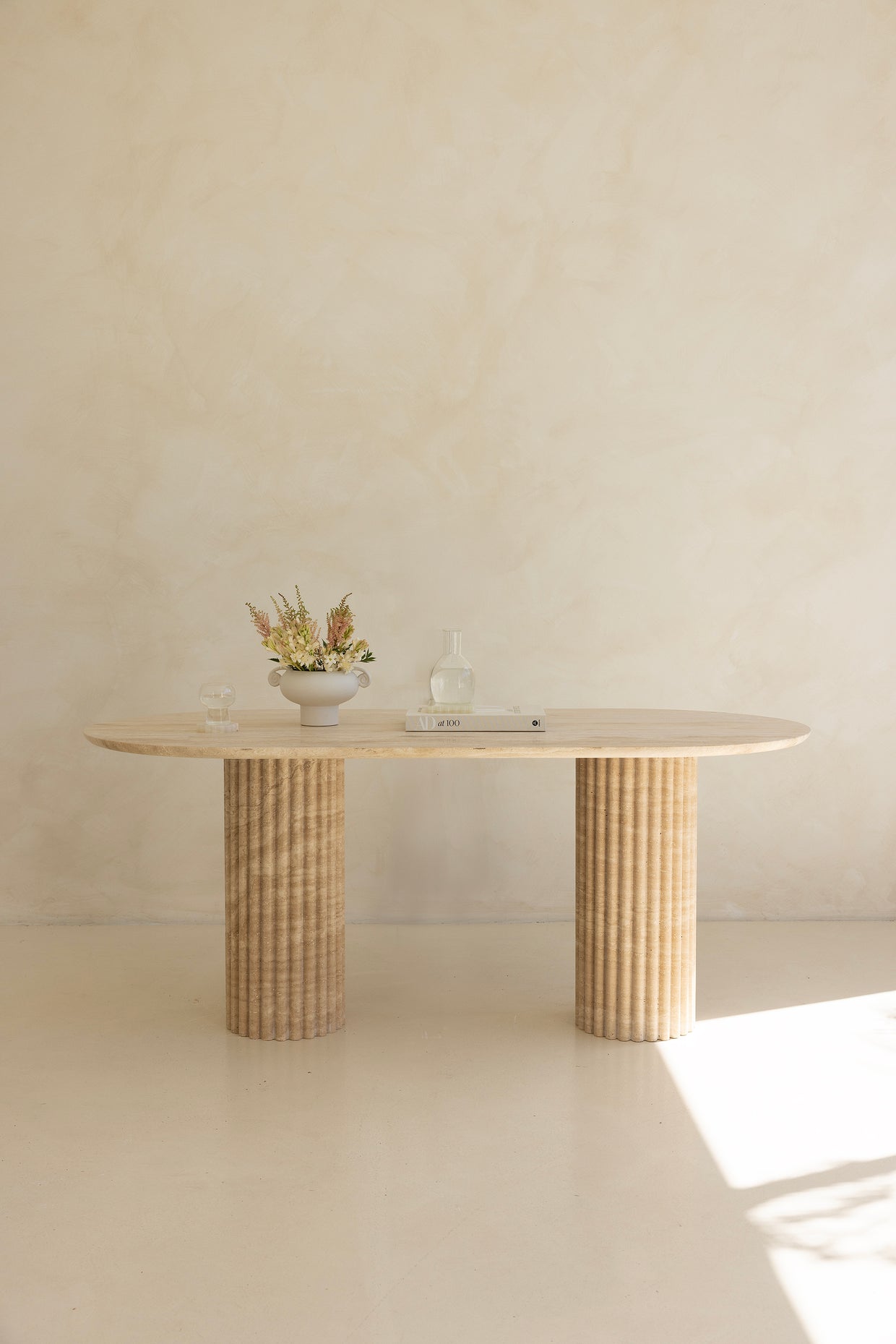 Cliff Dining Table - Beige Travertine – BY WEST