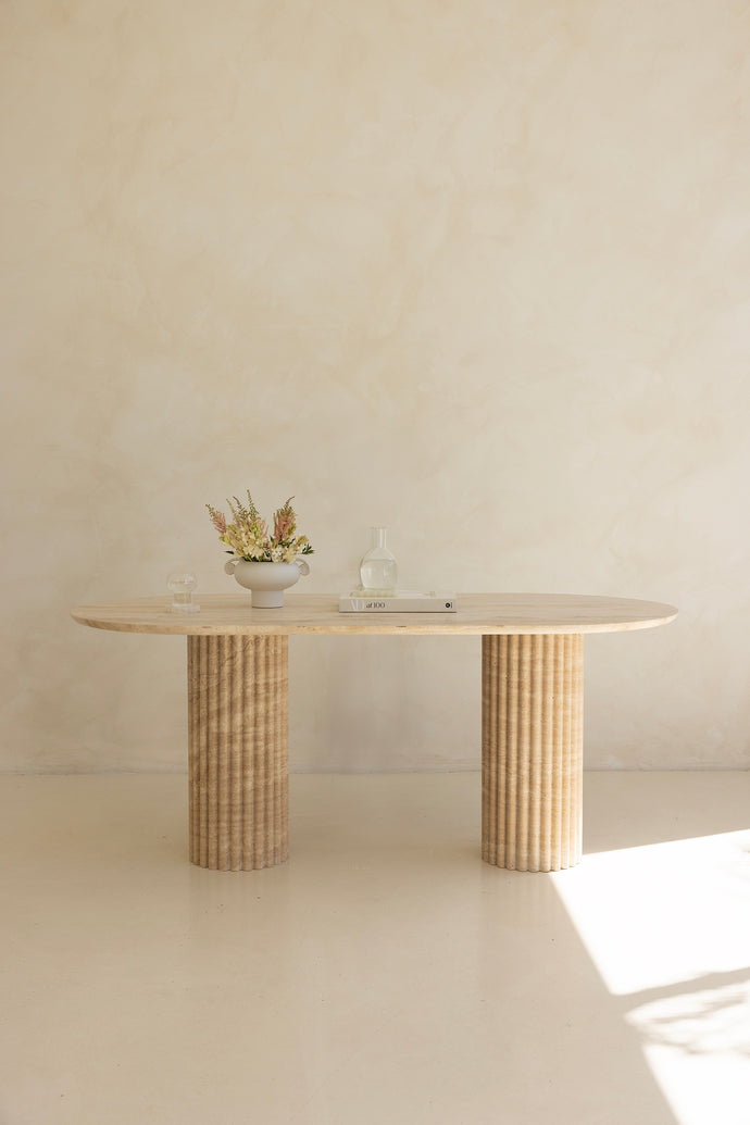 Cliff Dining Table - Beige Travertine – BY WEST