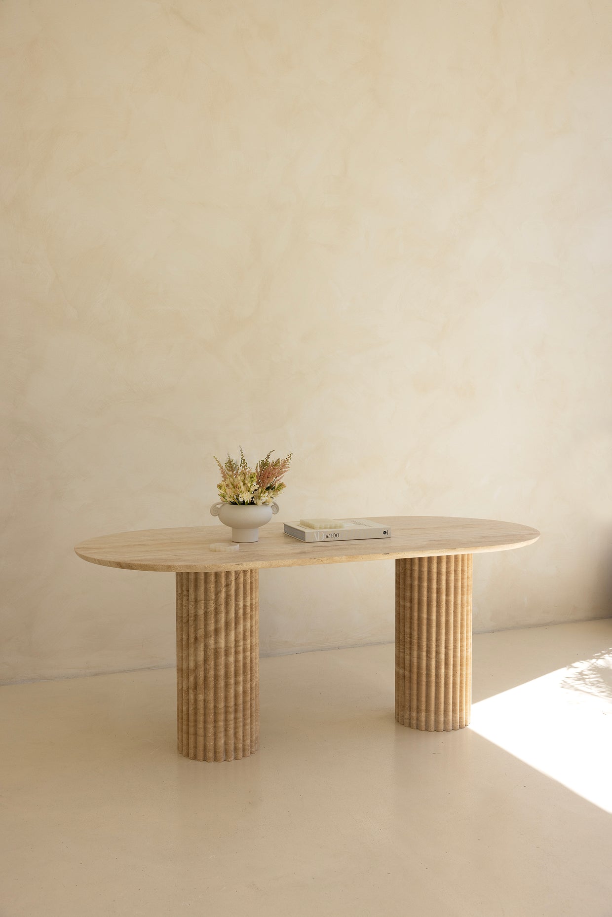 Cliff Dining Table - Beige Travertine – BY WEST
