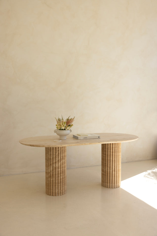 Cliff Dining Table - Beige Travertine – BY WEST